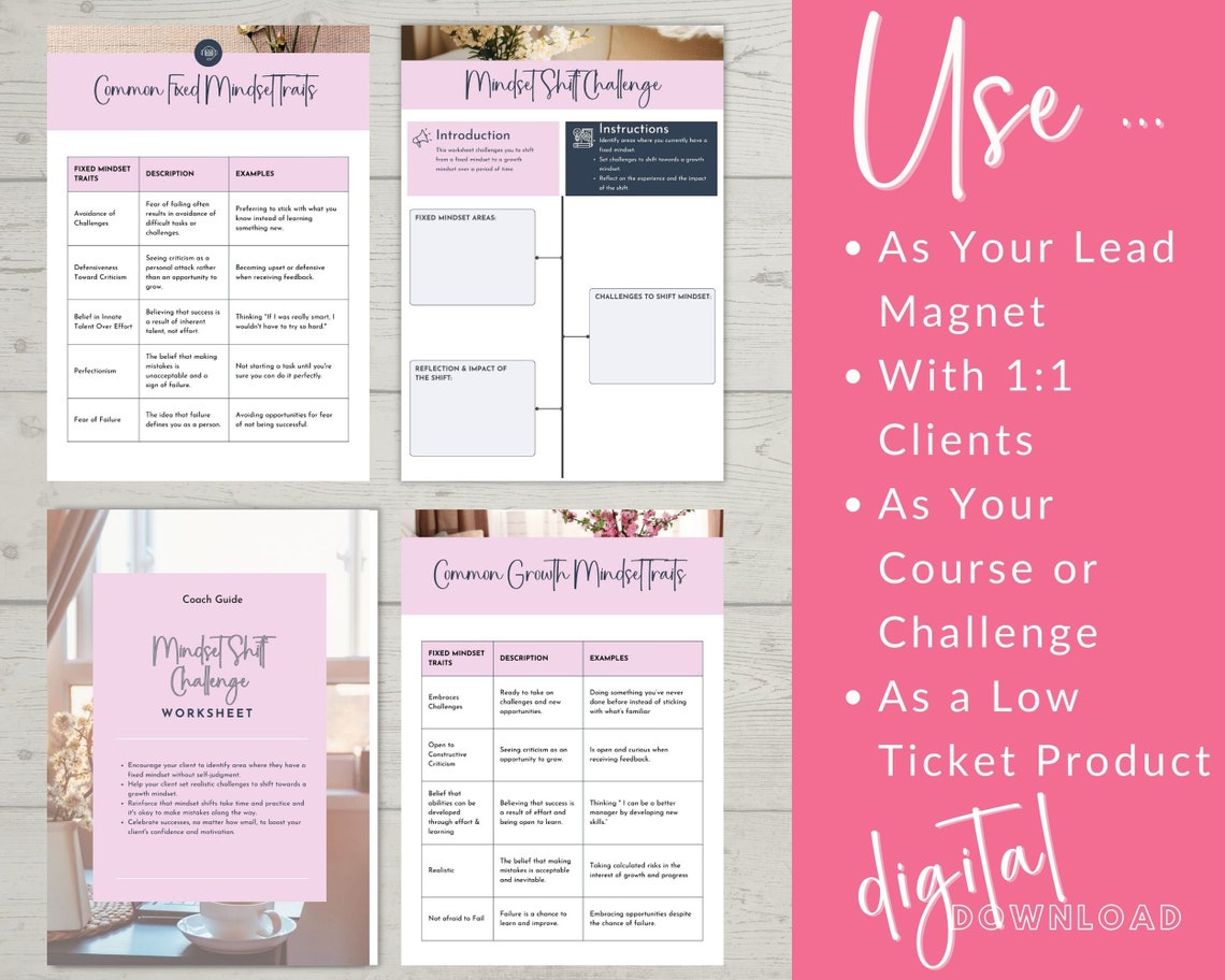 Growth Mindset Coach Worksheets Canva Templates Mindset Coach Lead ...