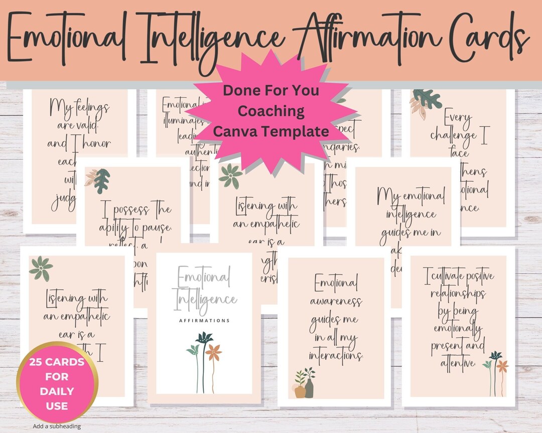 Emotional Intelligence Cards Emotional Regulation Affirmations - Etsy