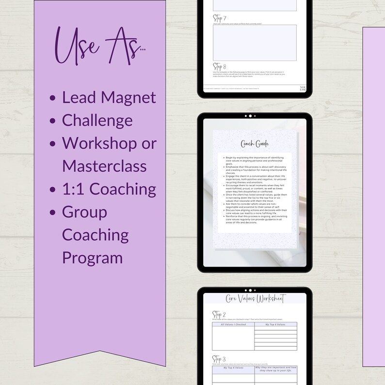 Core Values Assessment Worksheet Canva Template Done for You Life ...