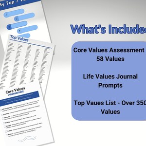 Core Values Worksheet Core Values Assessment Journal Prompts Core ...