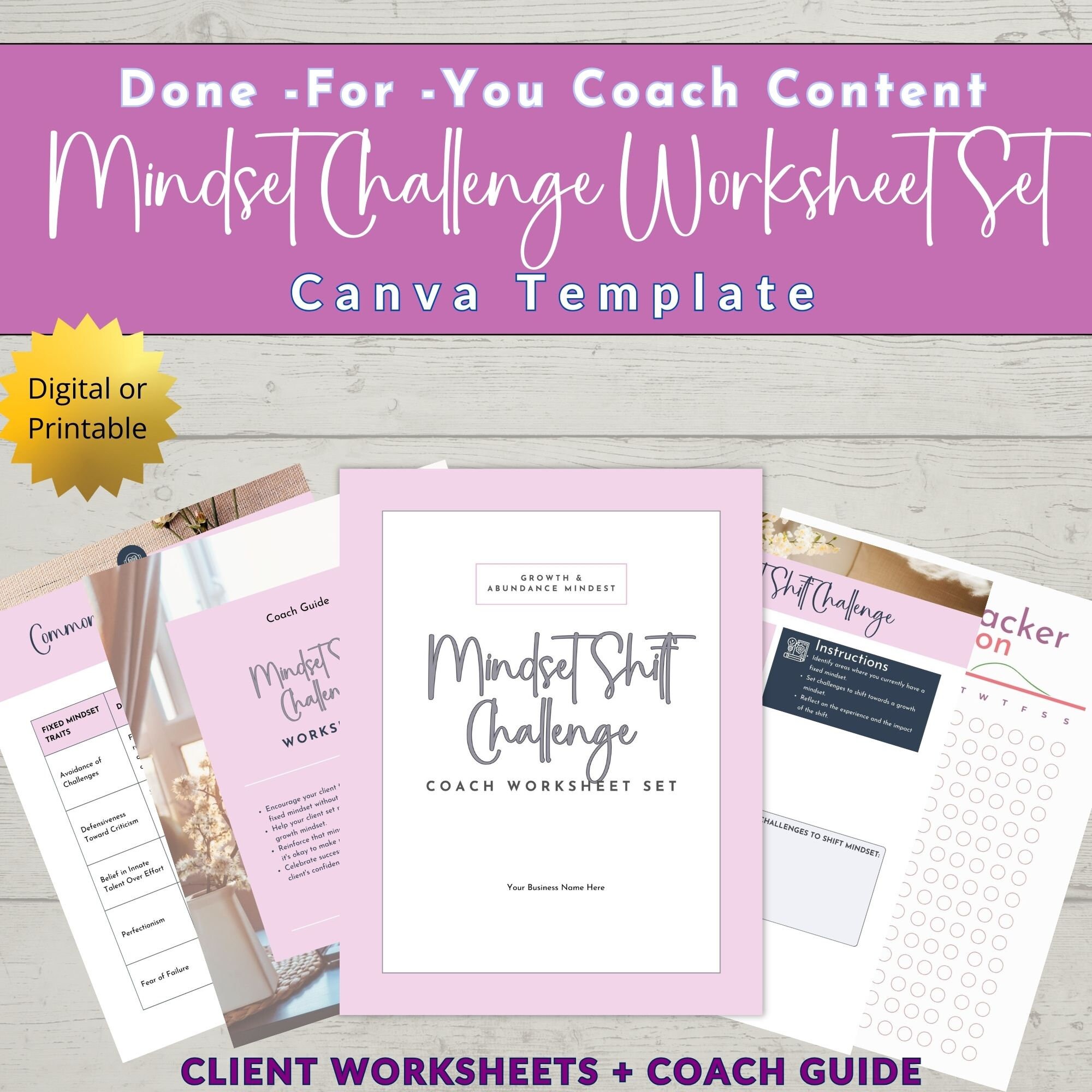 Growth Mindset Coach Worksheets Canva Templates Mindset Coach Lead ...