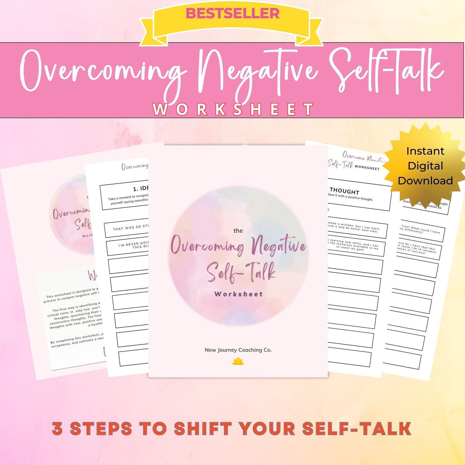 Overcome Negative Self Talk Worksheet Challenge Negative Thoughts ...