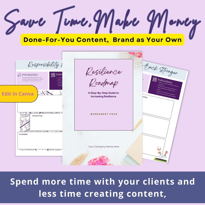 Resilience Roadmap Worksheet Pack: Life Coach Canva Template (digital ...