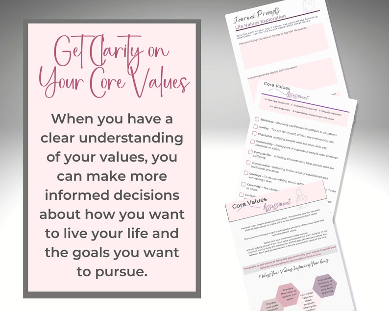 Core Values Worksheet Bundle Values Exploration Worksheet Etsy