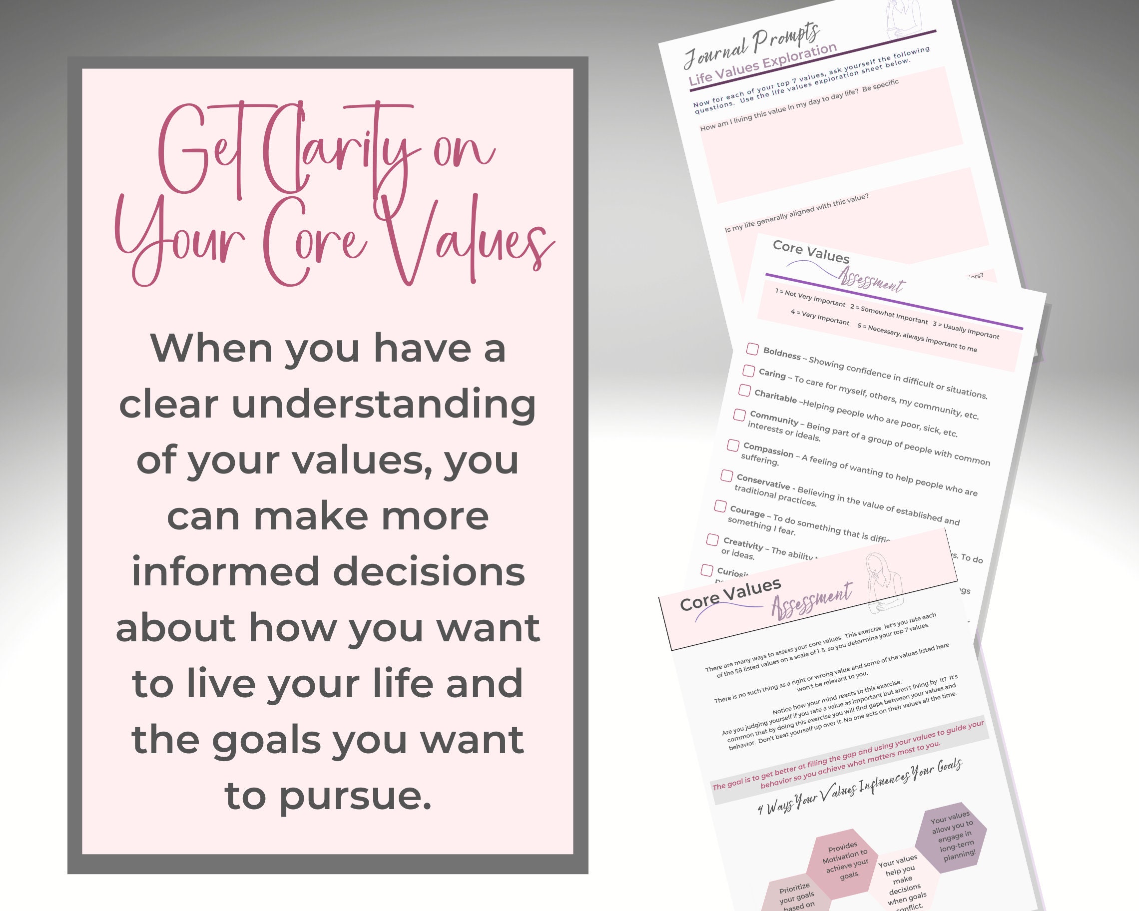 Core Values Assessment Worksheet Done for You Canva Template With ...