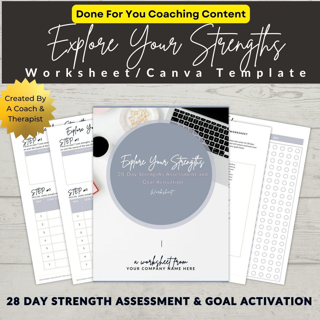 Explore Your Strengths Worksheet: Canva Template for Coaches (digital ...