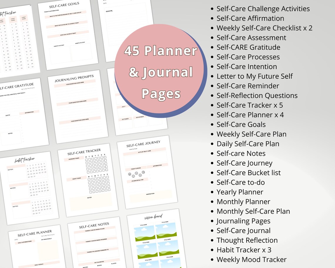 Self-care Planner Canva Template Self Care Journal Coach - Etsy