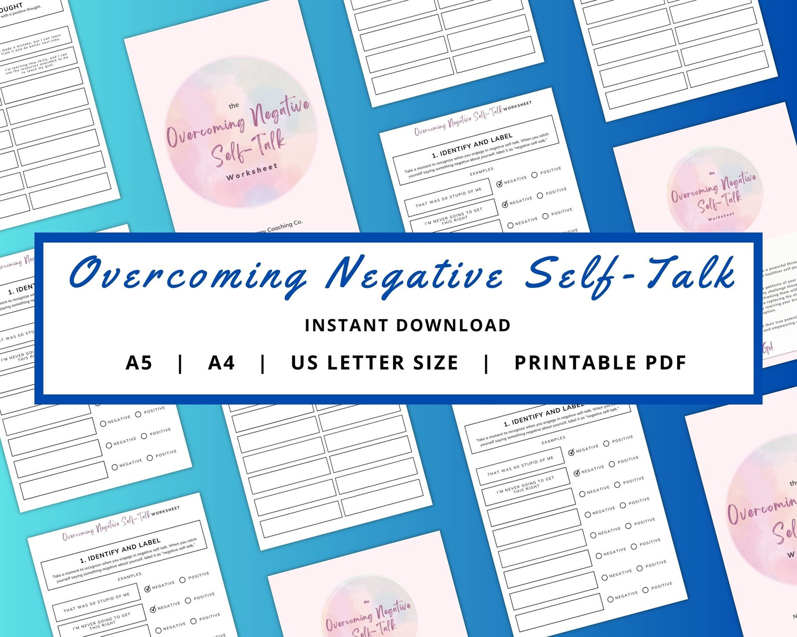 Challenge Negative Self-talk Worksheet Stop Negative Self Talk Journal ...