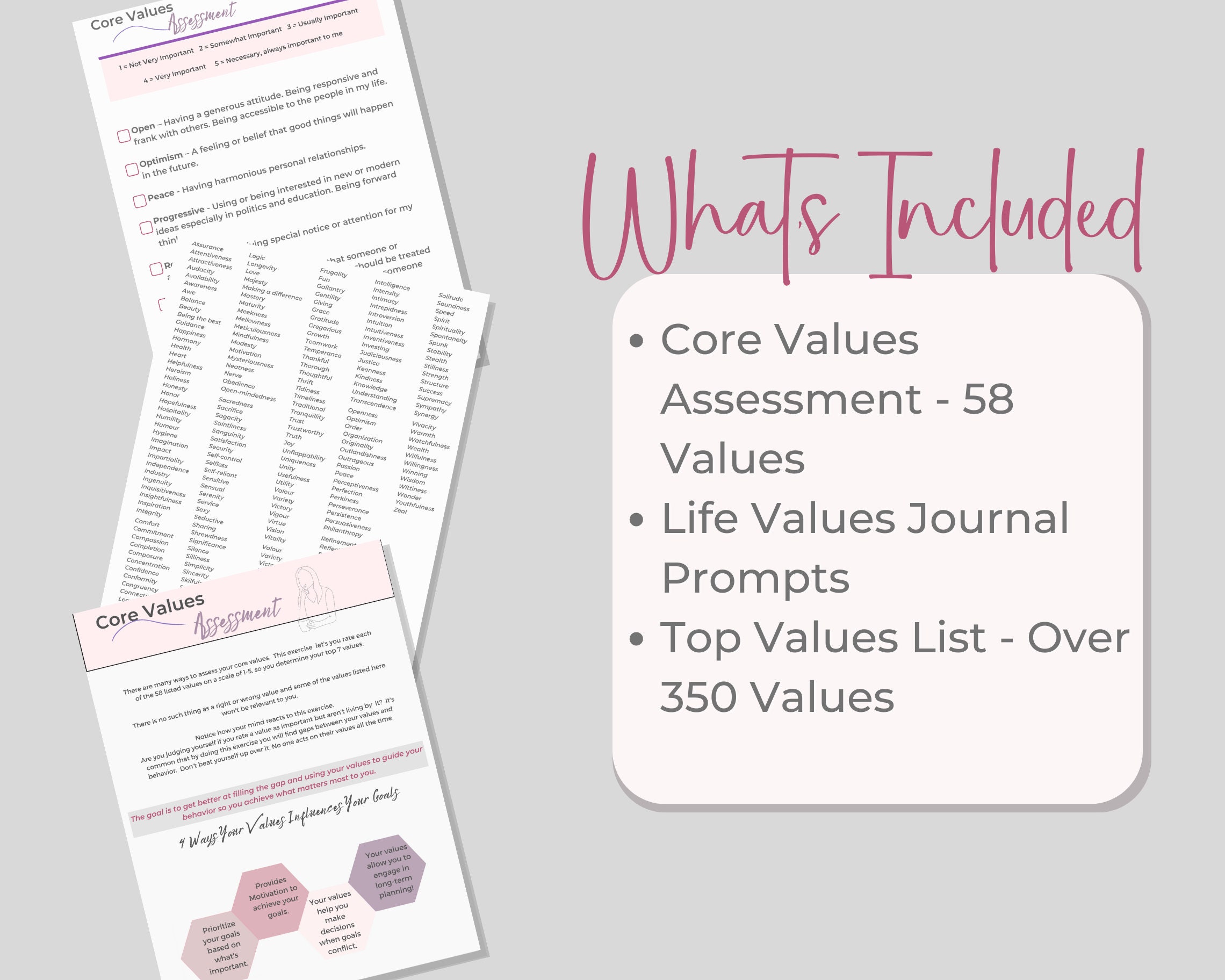 Core Values Assessment Worksheet Core Values Journal Prompts Coaching ...