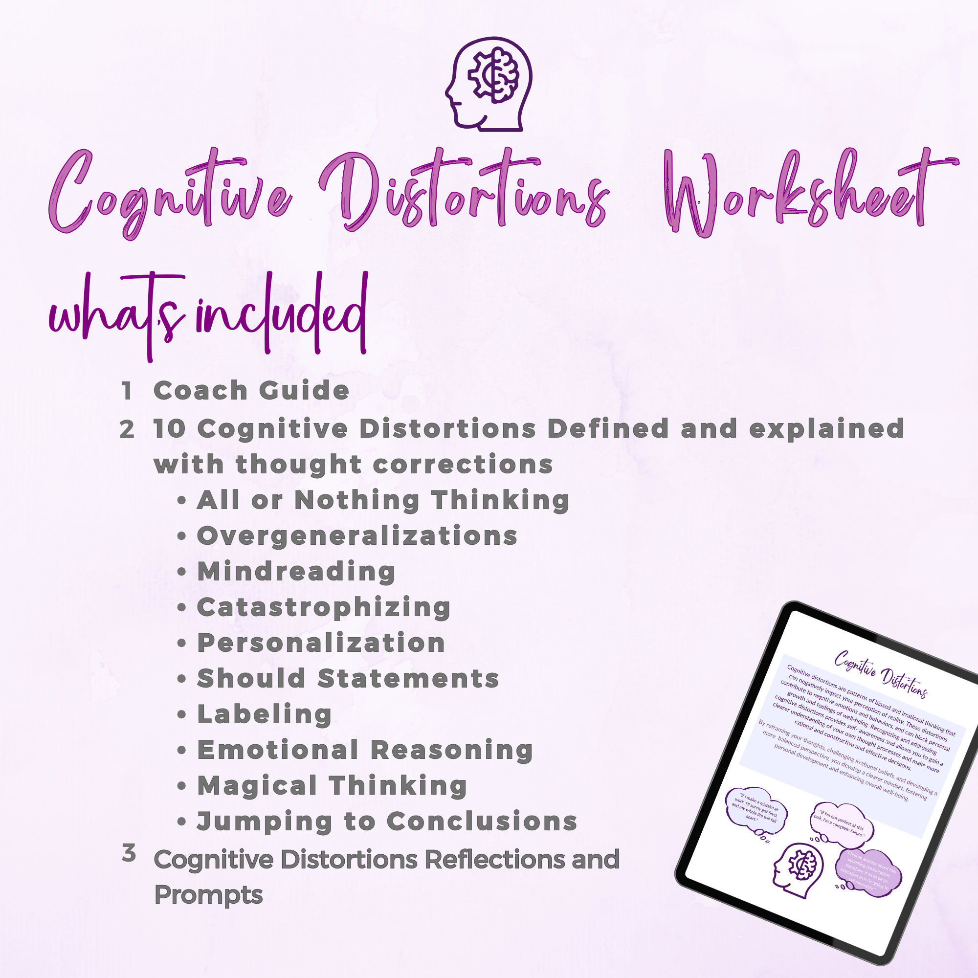 Cognitive Distortions Worksheets: Coach Canva Template (digital ...