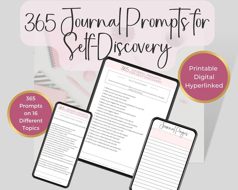 365 Journal Prompts for Self-discovery: Daily Guided Journal (PDF) - Etsy