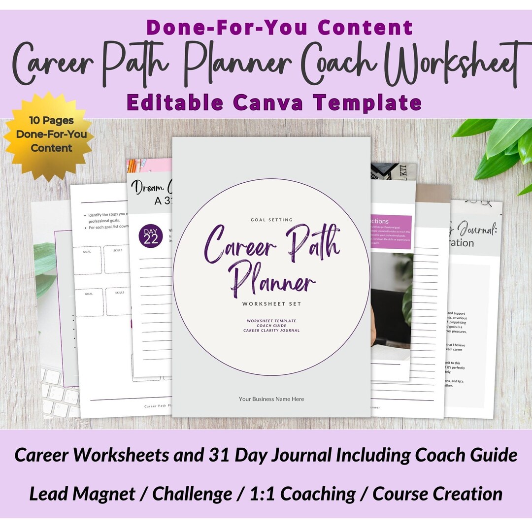 Career Path Planner Coaching Worksheet Templates Done for You Coaching ...
