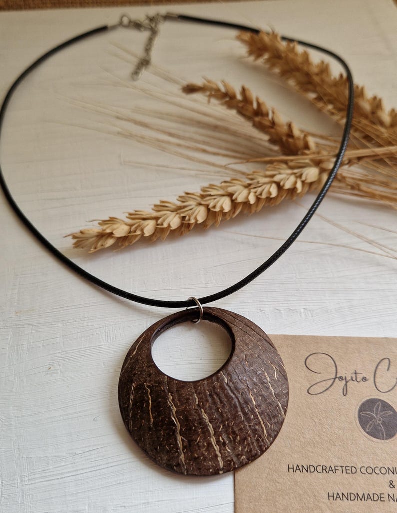 Coconut Shell Hoop Pendant Necklace. Handcrafted Necklace Made Out of ...