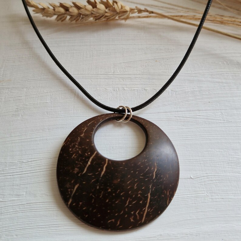 Coconut Shell Hoop Pendant Necklace. Handcrafted Necklace Made Out of ...