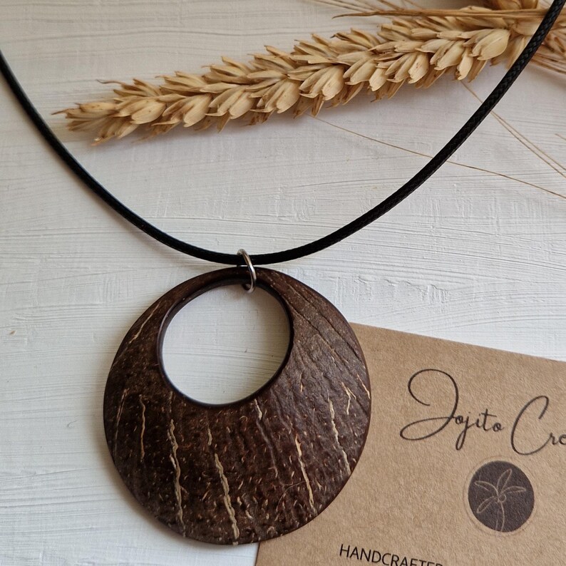 Coconut Shell Hoop Pendant Necklace. Handcrafted Necklace Made Out of ...