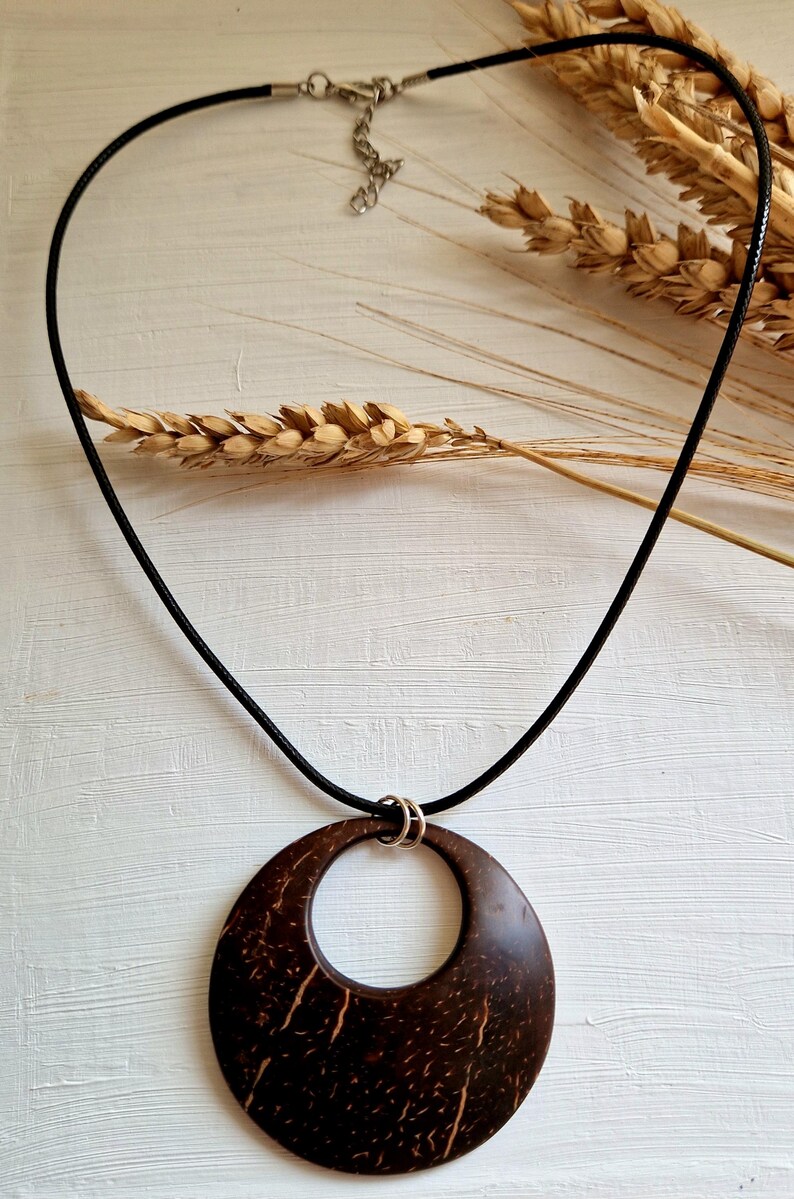Coconut Shell Hoop Pendant Necklace. Handcrafted Necklace Made Out of ...