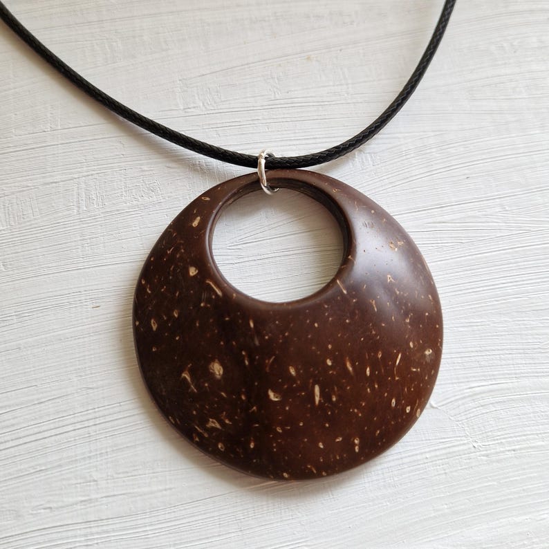 Coconut Shell Hoop Pendant Necklace. Handcrafted Necklace Made Out of ...