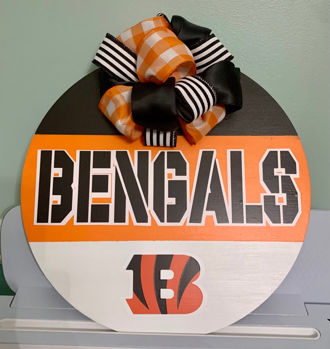 Bengals Door Hanger | Cincinnati Bengals Sign | Front Door Wreath ...