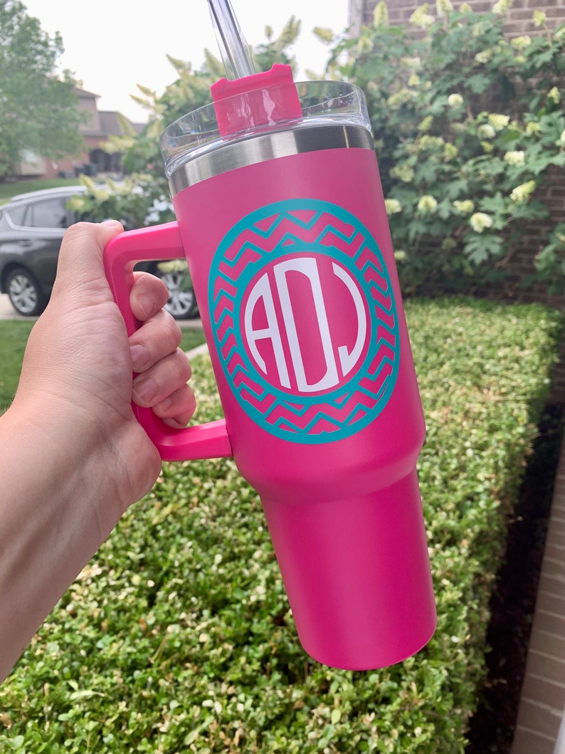Monogram 40 Oz Tumbler Decorated 40 Oz Cup Wrap Decoration Personalized ...