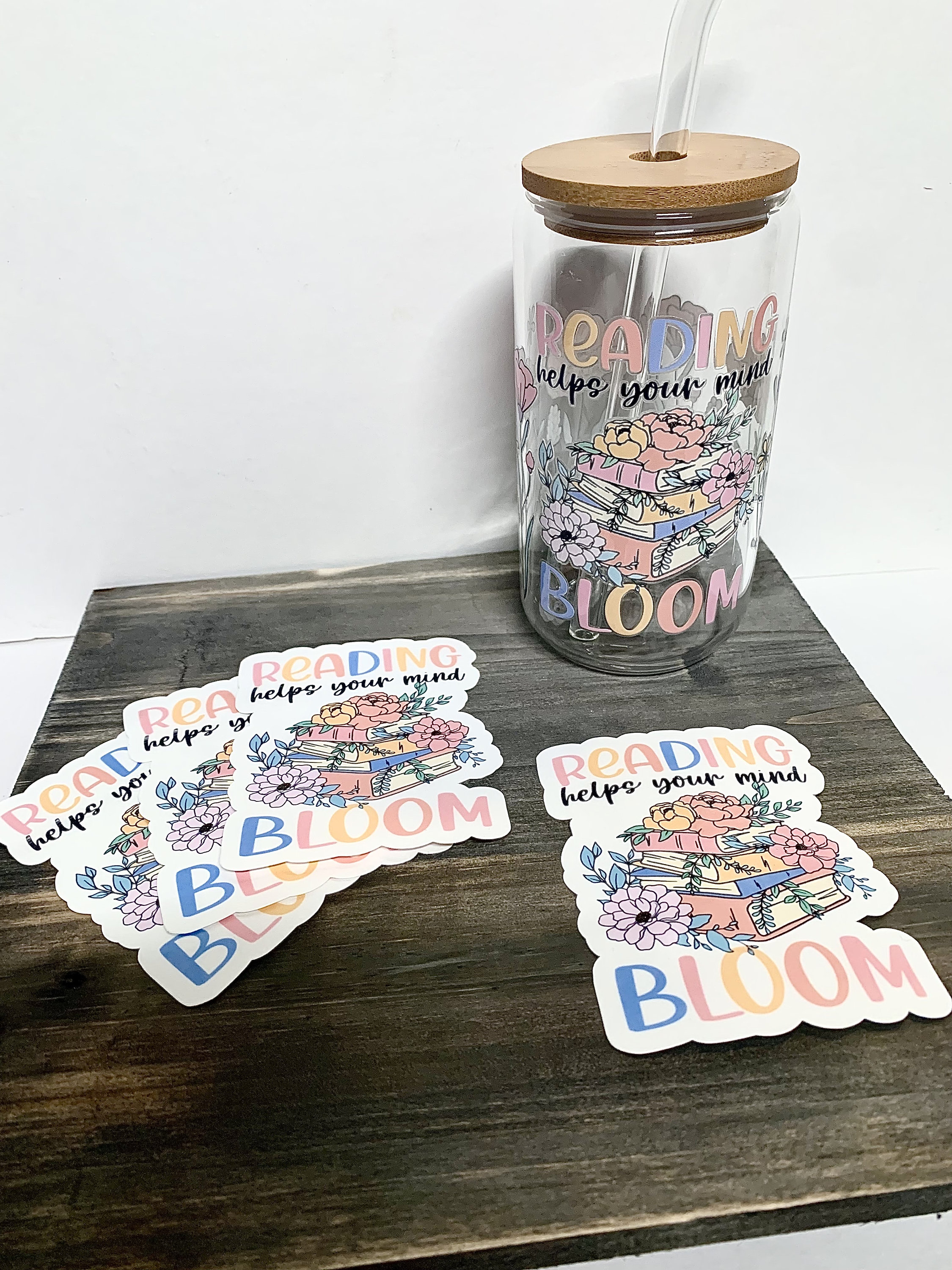 Reading Helps Your Mind Bloom Sticker Stanley Accessories Bookaholic ...