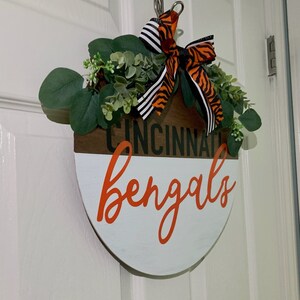Bengals Door Hanger | Cincinnati Bengals Sign | Front Door Wreath ...