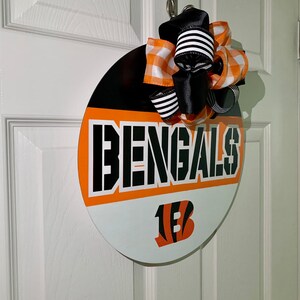 Bengals Door Hanger | Cincinnati Bengals Sign | Front Door Wreath ...