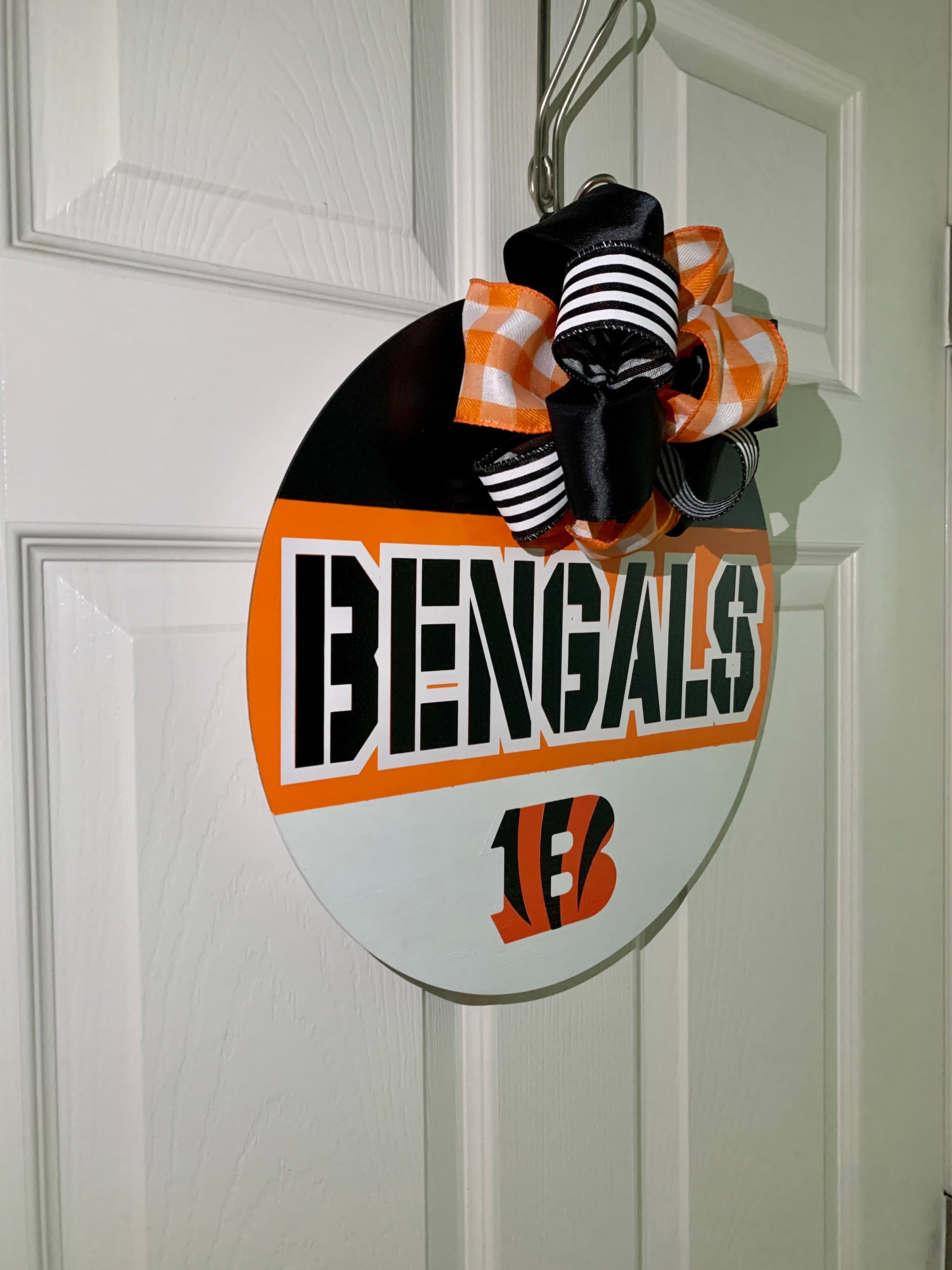 Bengals Door Hanger | Cincinnati Bengals Sign | Front Door Wreath ...
