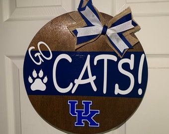 Kentucky Wildcats Door Hanger UK Sign Front Door Wreath Football Fan ...