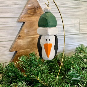 Hand Carved Penguin Ornament | Whittle Penguin | Christmas Tree ...