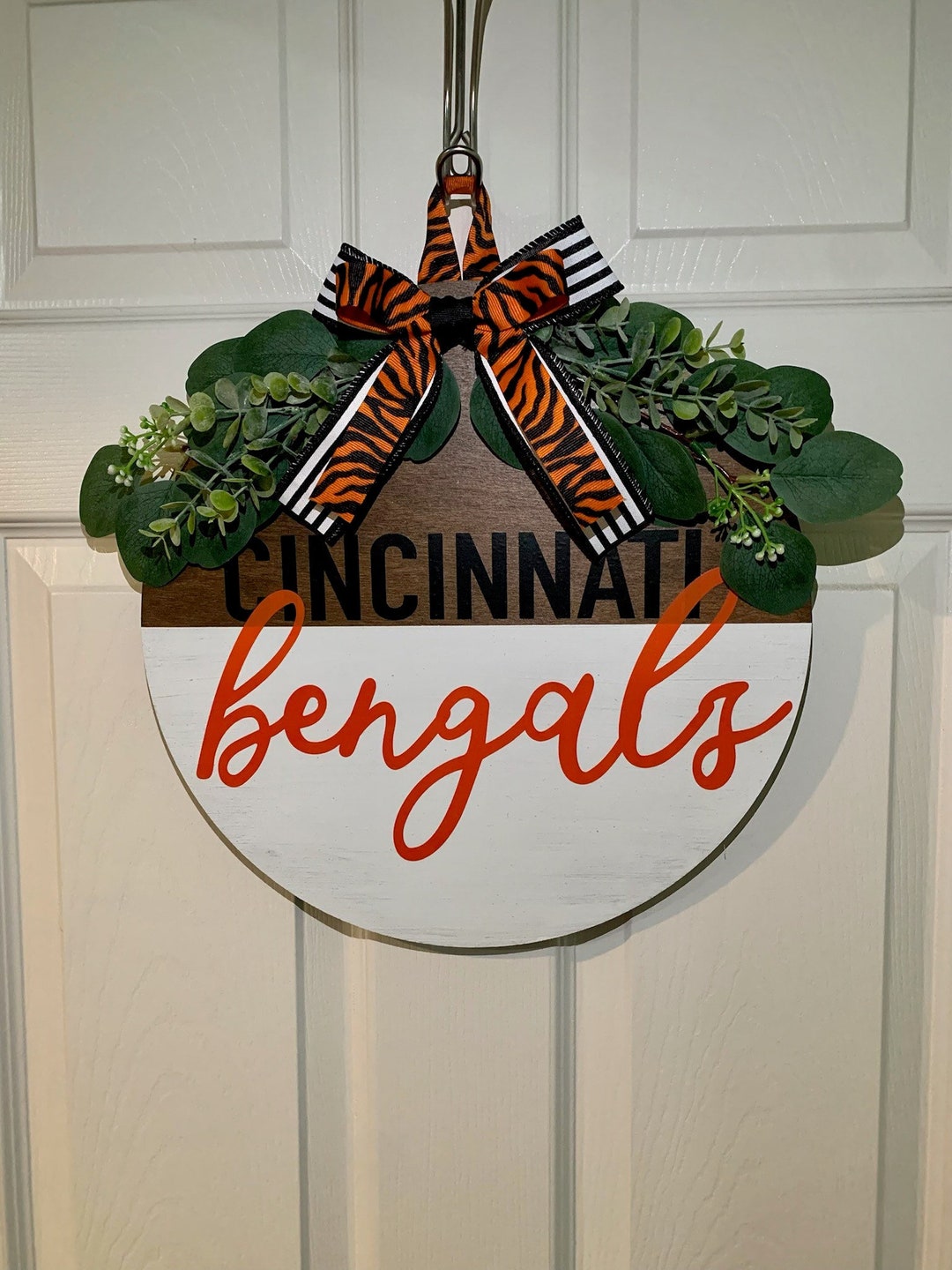 Bengals Door Hanger | Cincinnati Bengals Sign | Front Door Wreath ...