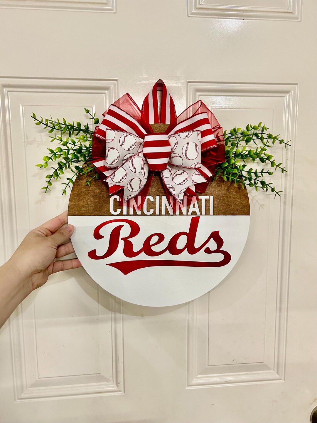 Cincinnati Reds Door Hanger | Reds Sign | Front Door Wreath | Baseball ...