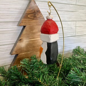 Hand Carved Penguin Ornament | Whittle Penguin | Christmas Tree ...