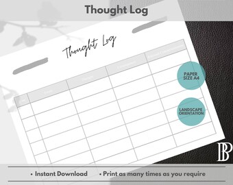 Cbt Thought Log - Etsy