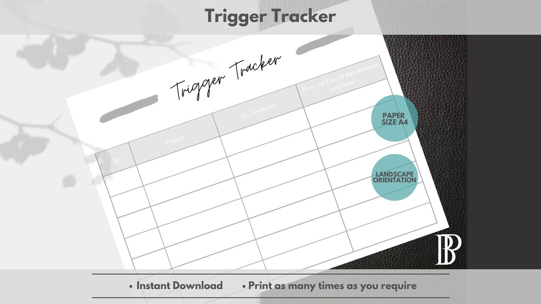 Trigger Tracker Mental Health Trigger Tracker Anxiety Journal Anxiety ...