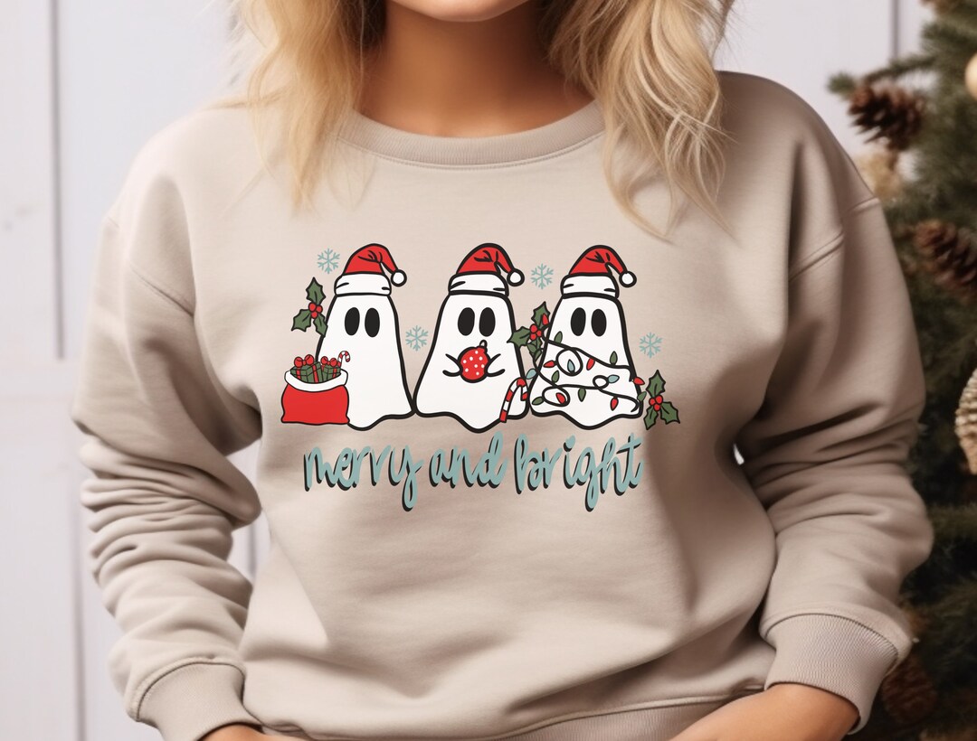 Merry and Bright Ghost PNG, Christmas Png, Ghost Png, Merry and Bright ...