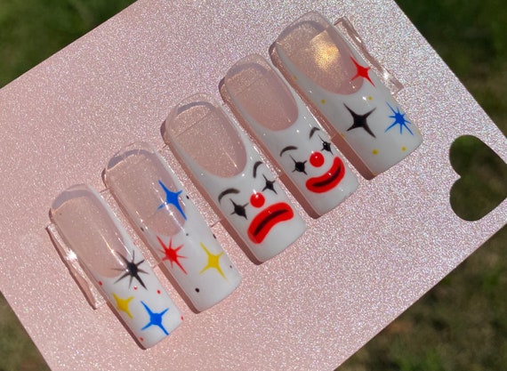 Circus Clown Nails - Etsy