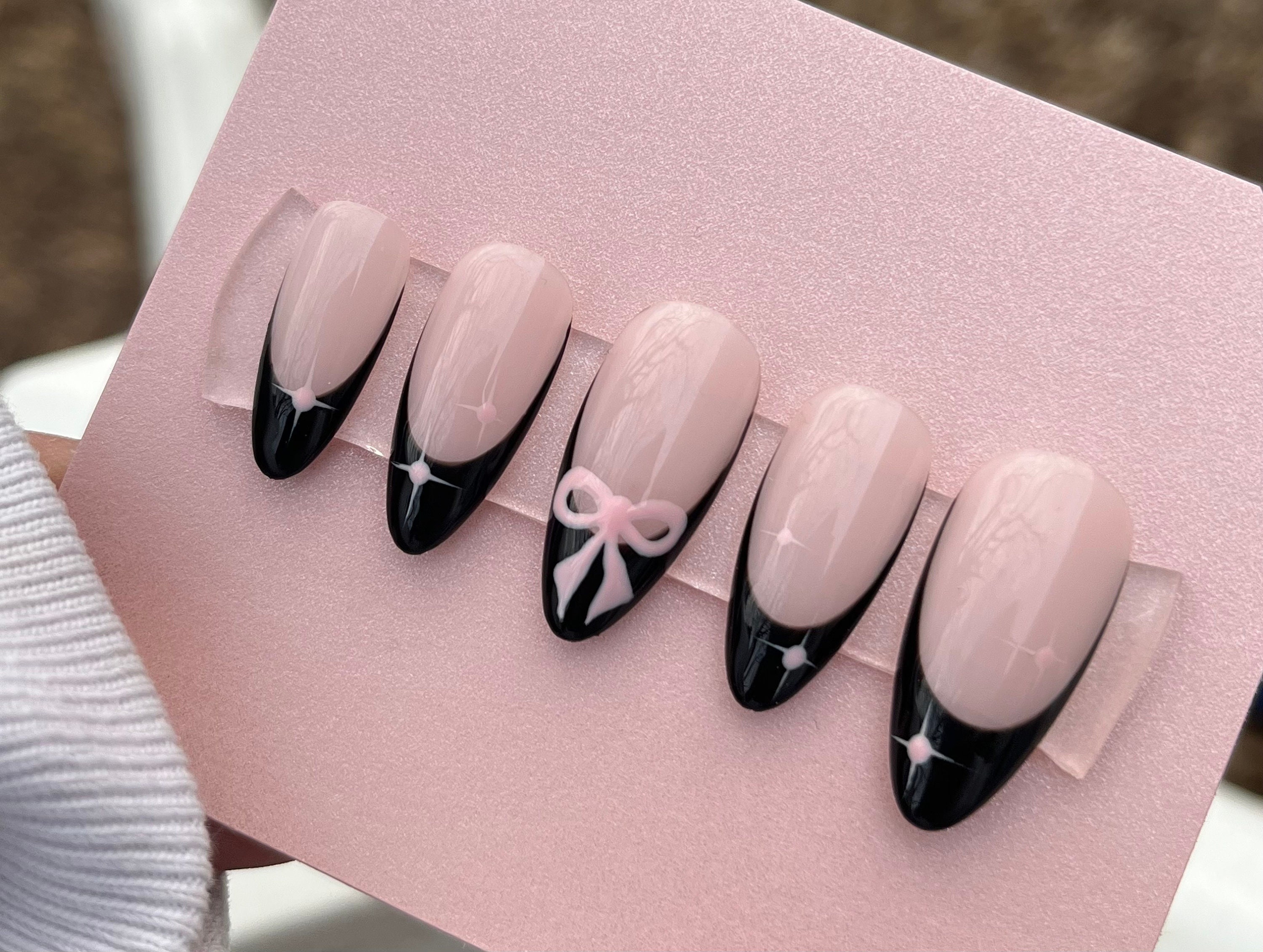 Pink Nails With Bow