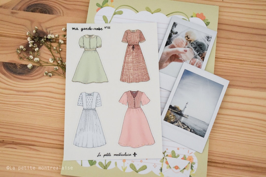 Summer Cottagecore Dress Stickers | Summer Fashion Stationery | Vintage ...