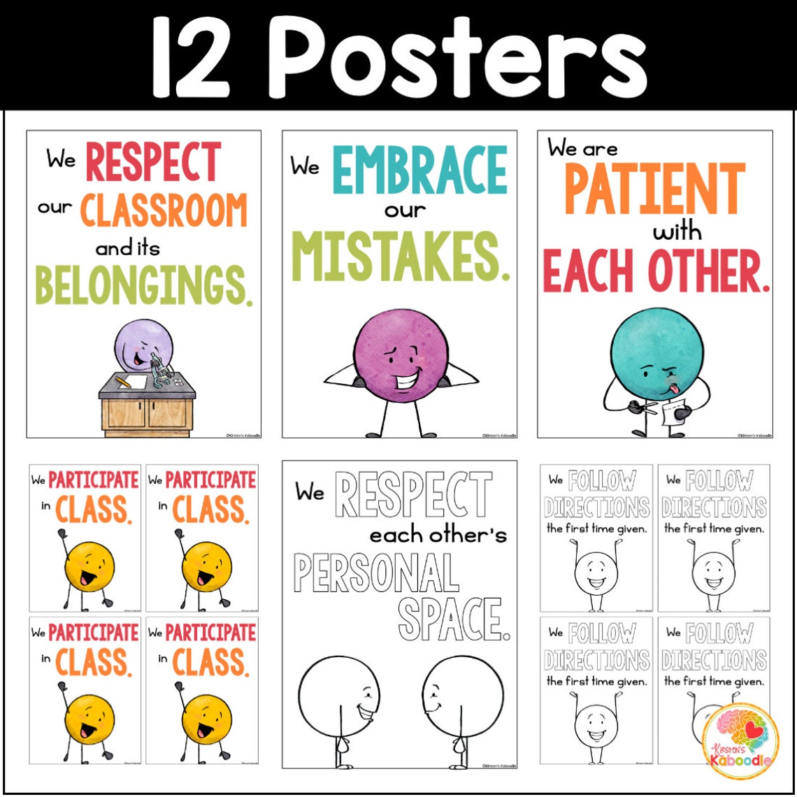 Classroom Rules Posters for Kids Classroom Agreements - Etsy