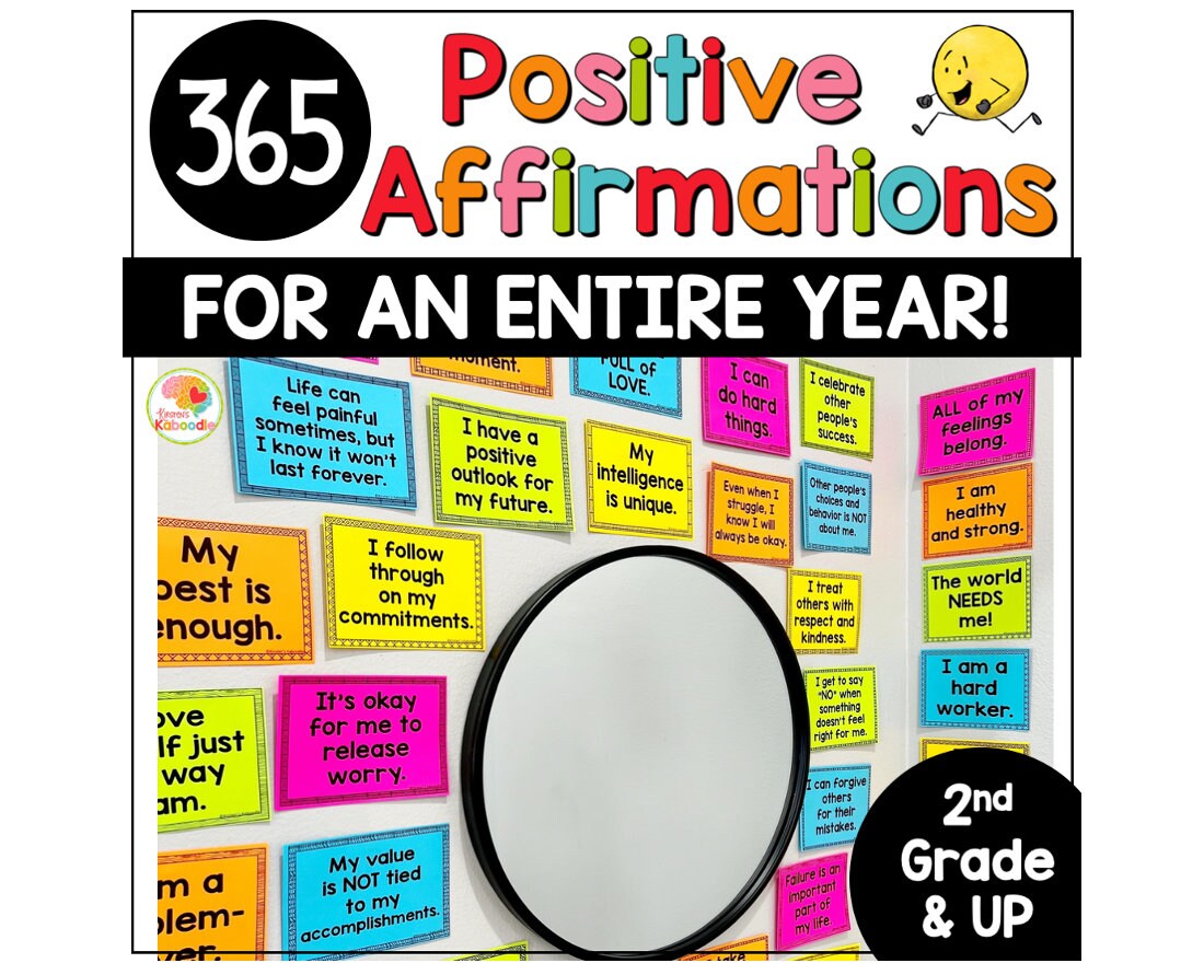 Positive Affirmation Cards for Kids: 365 Notes for Positive Mirror Self ...