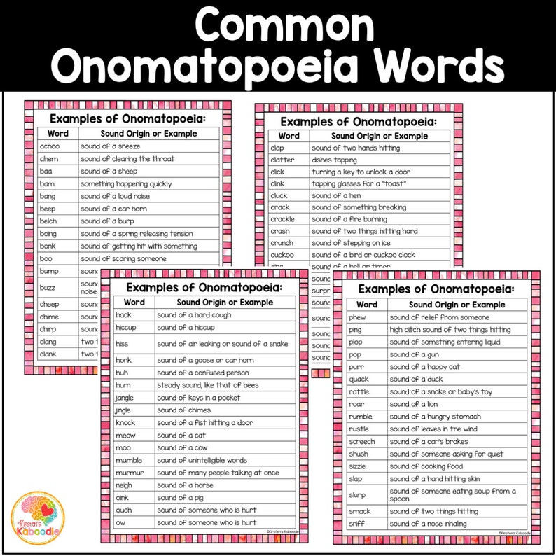 Onomatopoeia Activities Task Cards, Worksheets, and Anchor Charts ...