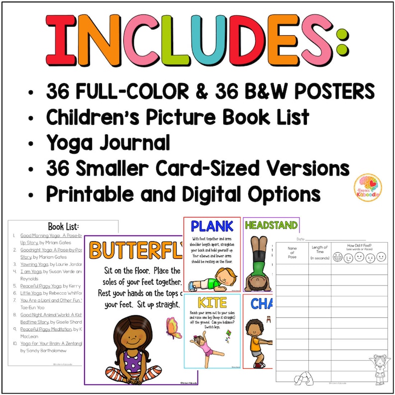 Printable Yoga Cards for Kids: Yoga Poses Posters for Cool Down Corner ...