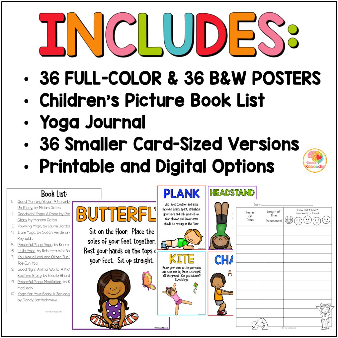 Printable Yoga Cards for Kids: Yoga Poses Posters for Cool Down Corner ...