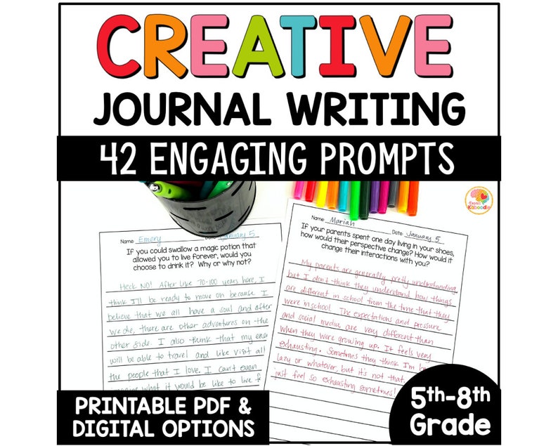 Daily Creative Journal Writing Prompts for 5th-8th Grade - Etsy