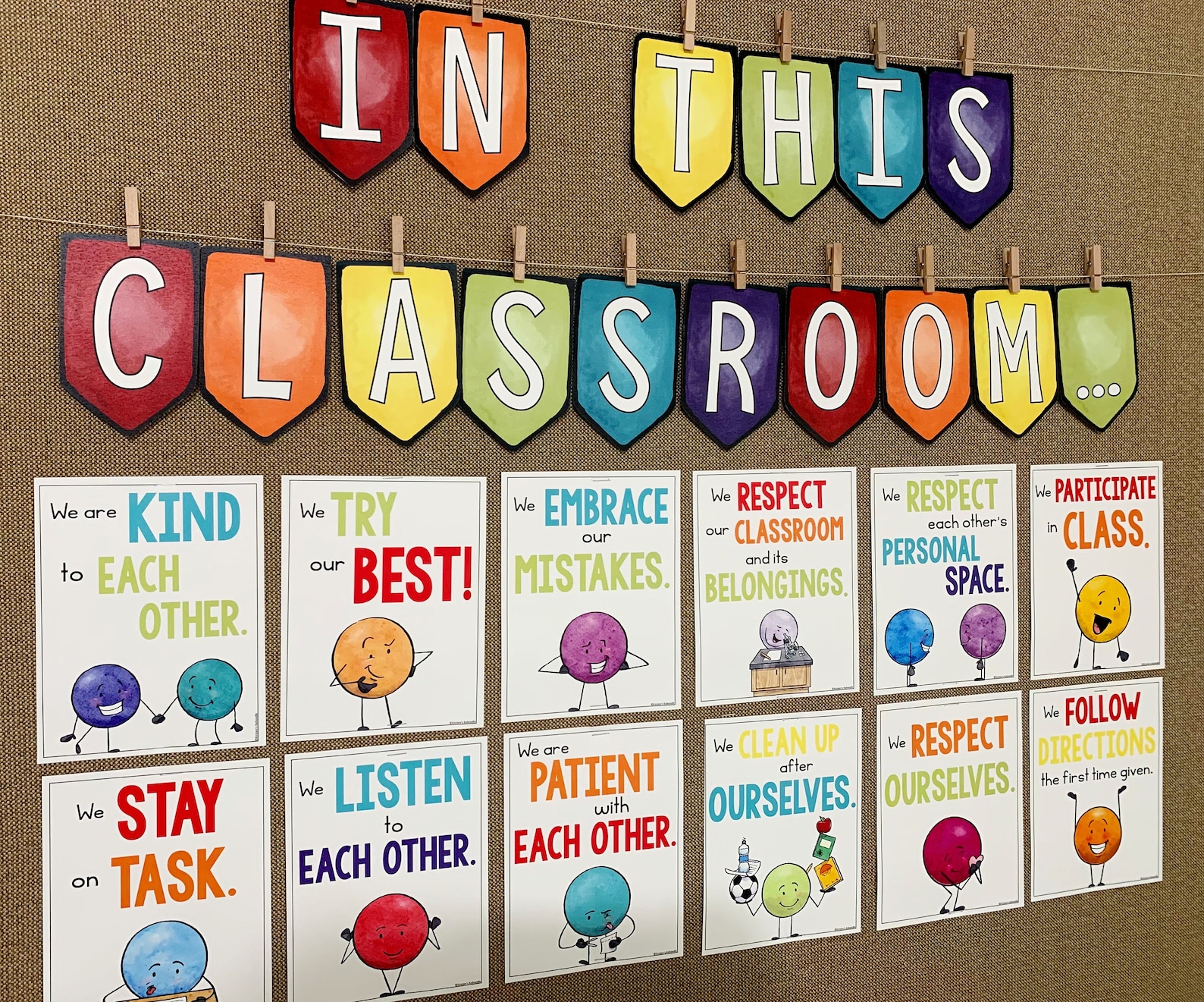 Classroom Rules Posters for Kids, Classroom Agreements Bulletin Board ...
