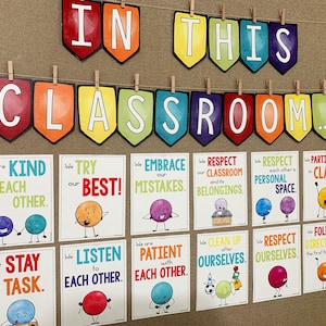 Classroom Rules Posters for Kids, Classroom Agreements Bulletin Board ...