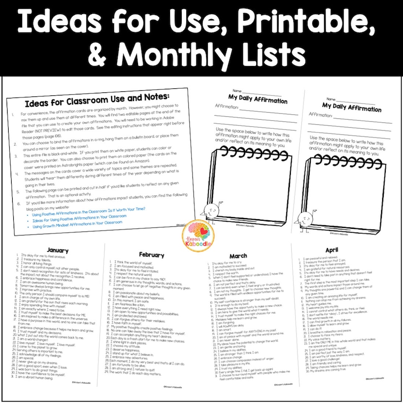 Positive Affirmation Cards for Kids: 365 Notes for Positive Mirror Self ...