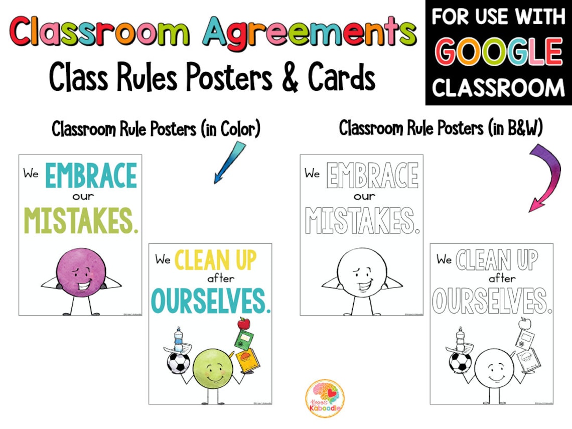 Classroom Rules Posters for Kids Classroom Agreements - Etsy