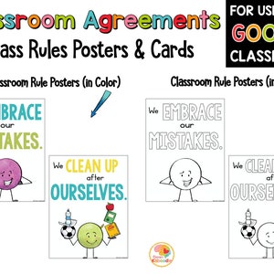Classroom Rules Posters for Kids, Classroom Agreements Bulletin Board ...