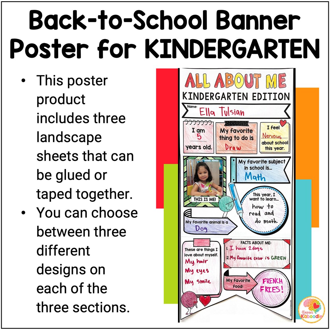 All About Me Banner Poster Activity: First Day or Week of School ...
